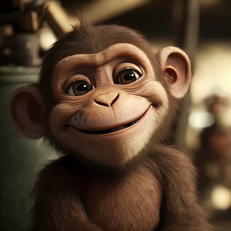 Happy Smiling Monkey at Forest. Generative AI Stock Illustration - Illustration of monkeys ...