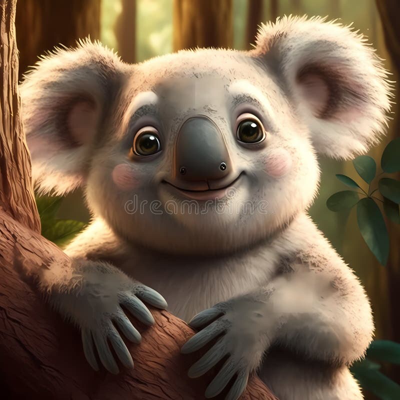 Happy Smiling Koala at Forest. Generative AI Stock Illustration ...