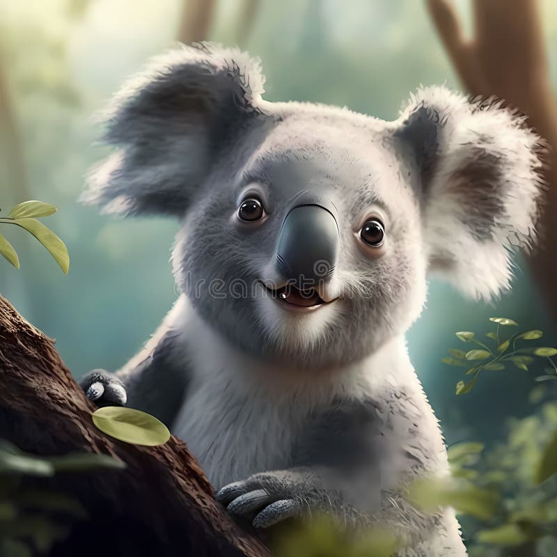 Happy Smiling Koala at Forest. Generative AI Stock Illustration ...
