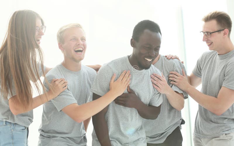Close Up. a Happy Team of Young People Stock Photo - Image of ...