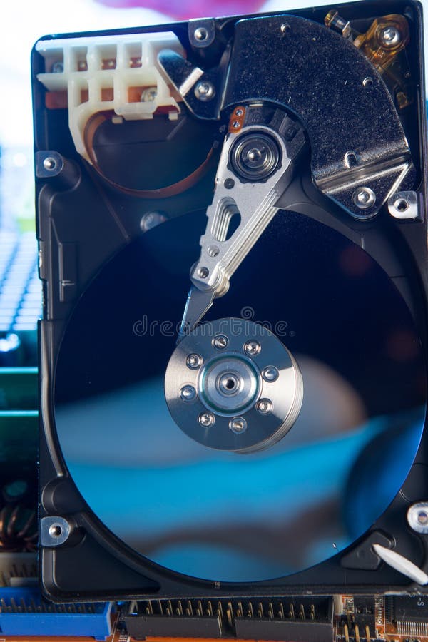 Close Up of Hard Disk with Abstract Reflection Stock Photo - Image of ...