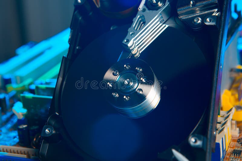 Close Up of Hard Disk with Abstract Reflection Stock Photo - Image of ...