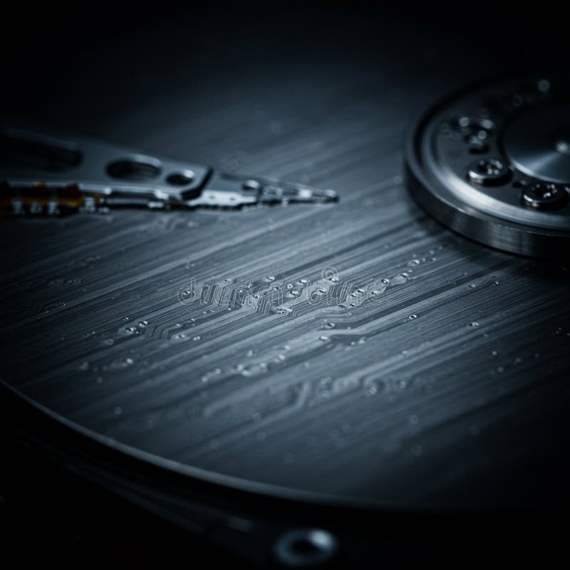Close-up of a Hard Disk Drive Platter, Showing the Metallic Surface ...