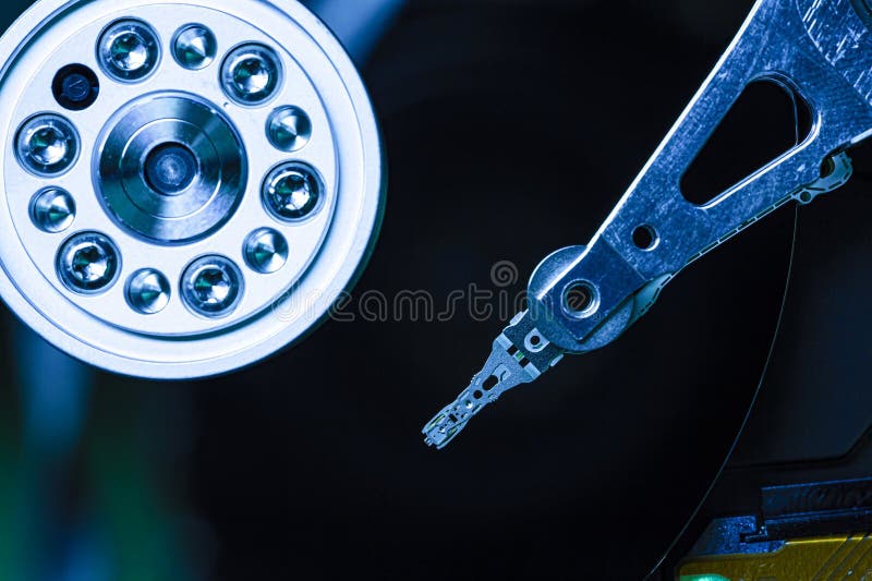 Close-up of Hard Disk Drive Reading Data: Modern Technology in ...