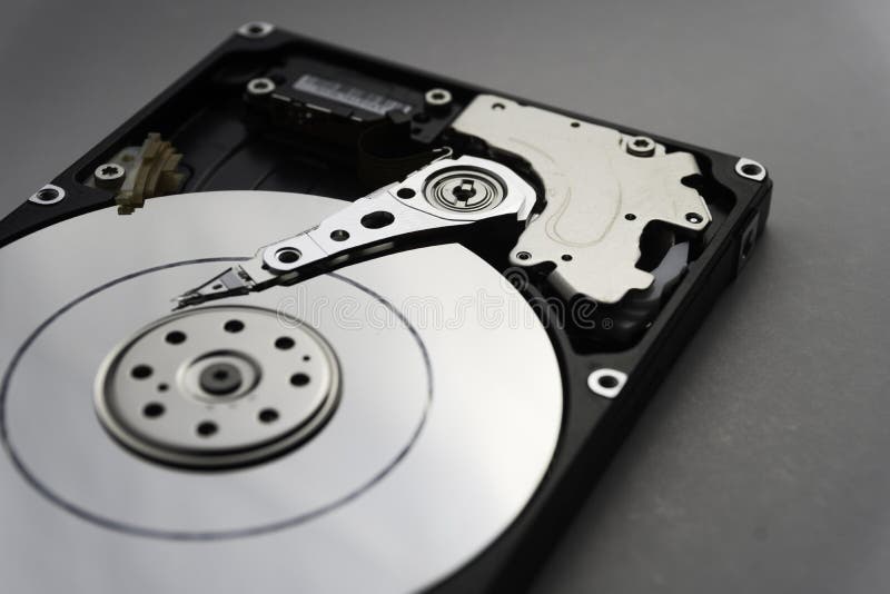 Close Up of Hard Disk`s Internal Mechanism Hardware. Soft Focus at ...