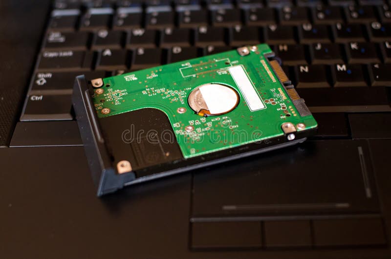 Close-up of a Hard Drive on a Laptop Keyboard Stock Photo - Image of ...