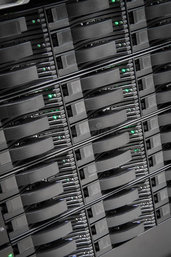 Close Up of Hard Drives in Large SAN Storage Stock Image - Image of ...