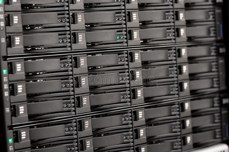 Close-up of Hard Drives in SAN at Large Datacenter Stock Photo - Image ...