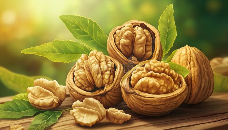 Close-Up of Harvest Time for a Walnut Tree with Large Nuts Encased in ...