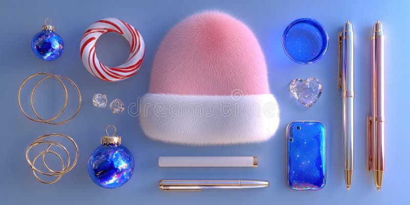 Close-up of a Hat, Pen, Notebook, and Personal Items Arranged on a ...