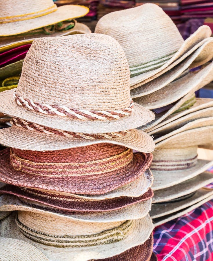 Close Up Hats in the Market Stock Image - Image of yellow, glamor: 49366709