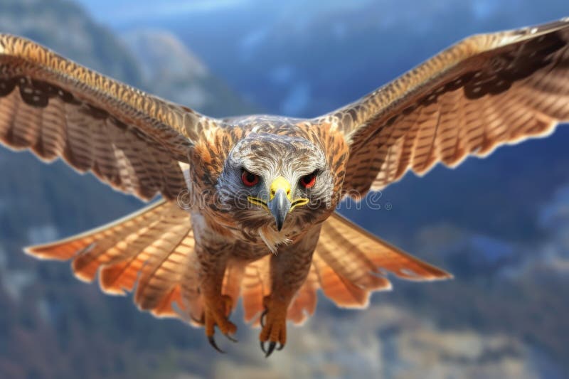 Close-up of a Hawk Diving Towards Prey Mid-flight Stock Illustration ...