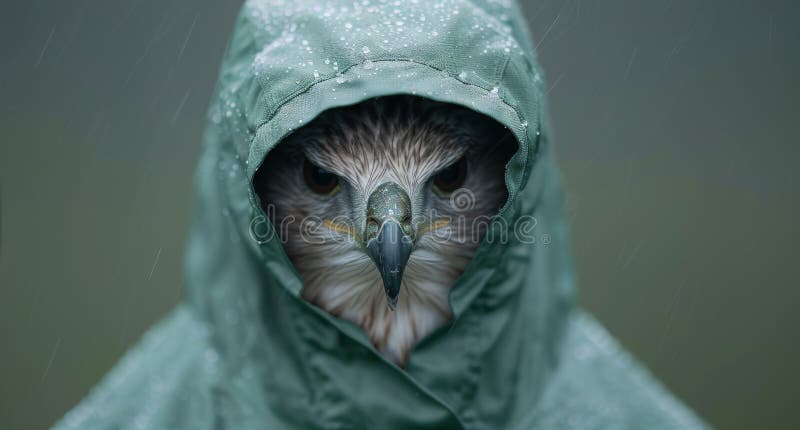 Close-up of a Hawk in a Hooded Jacket Stock Illustration - Illustration ...