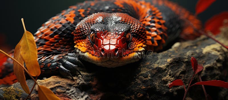 Close-up of the Head of a Red-headed Viper Stock Illustration ...