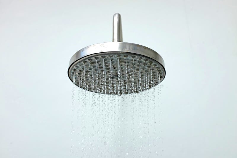 Close Up on Head Shower while Running Water Stock Photo - Image of ...