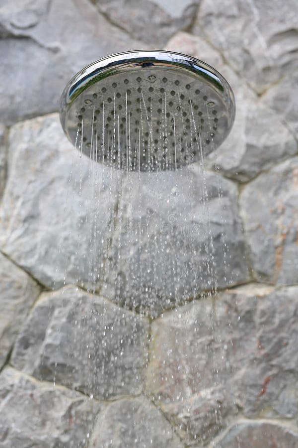 Close Up on Head Shower while Running Water Stock Photo - Image of rain ...