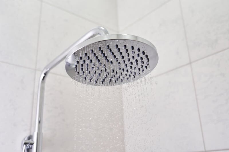 Close Up on Head Shower while Running Water Stock Photo - Image of ...