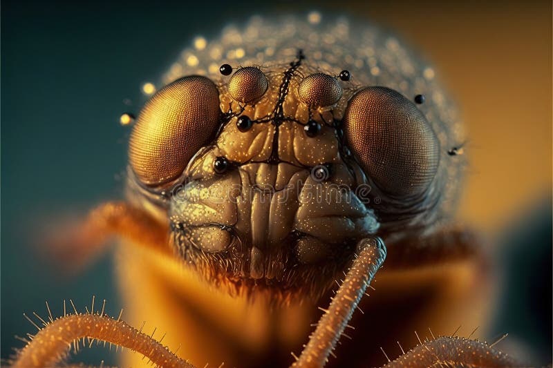 Close-up of the Head of a Small Insect with Two Vibrant Eyes Stock ...