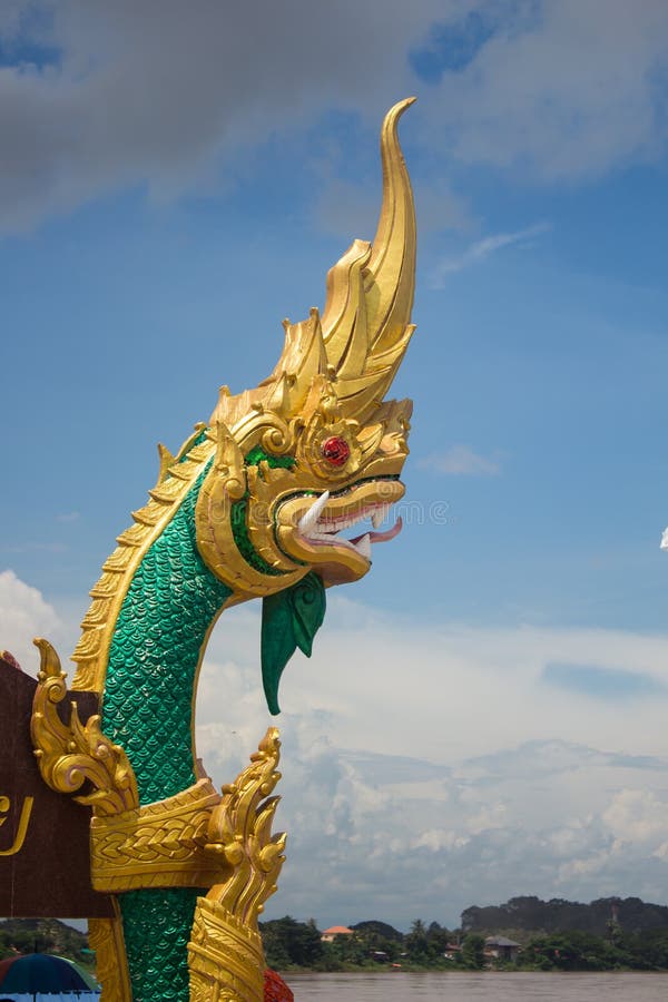 Close Up Head the Statue of King of Naga Stock Photo - Image of ancient ...