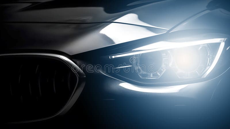 Close Up on Headlight of a Generic Unbranded Luxury Car, Generative Ai ...