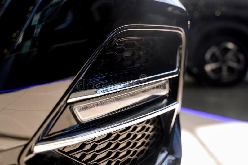 Close Up of the Headlight of a New Modern Car Stock Image - Image of ...