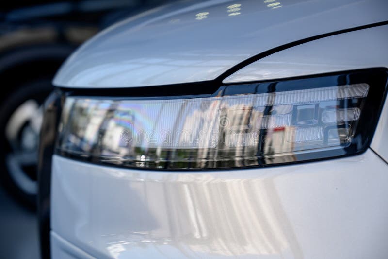 Close Up of the Headlight of a New Modern Car Stock Photo - Image of ...