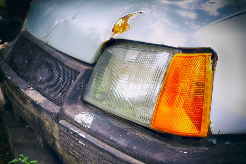 Close-up of Headlight of Old Rusty Car Stock Image - Image of vehicle ...