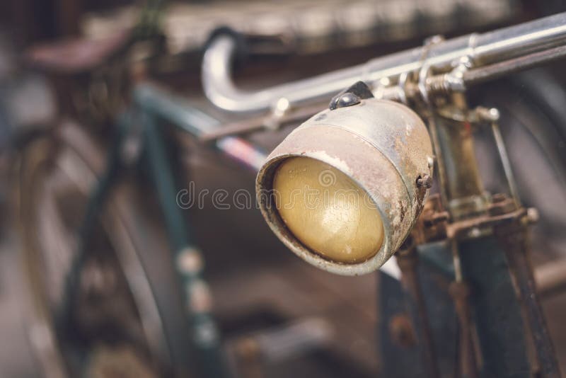 Close Up Headlight of Old Vintage Bicycle Stock Image - Image of rust ...