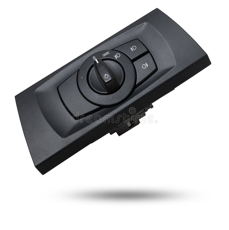 Close-up on the Headlight Switch Control Buttons and Automatic Adjust ...