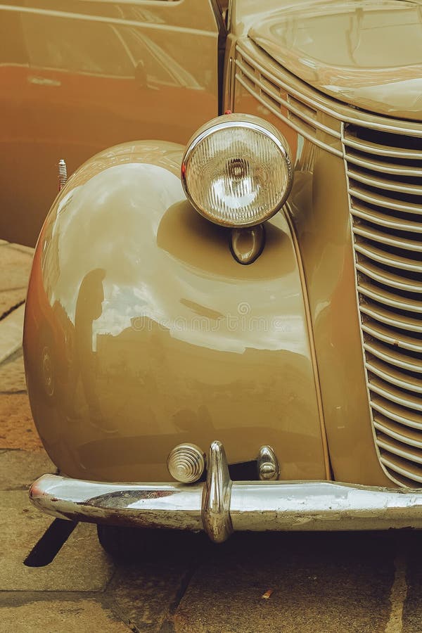 Close-up of Headlights of Vintage Car. Stock Photo - Image of classic ...