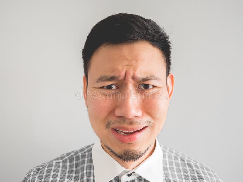 Close Up of Headshot of Crying Face Man. Stock Image - Image of despair ...