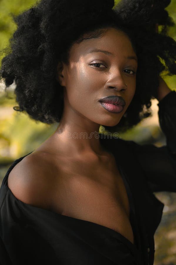 Portrait of Beautiful Young African American Woman with Blue Hair Stock ... Portrait of Beautiful Young African American Woman with Blue Hair Stock ...