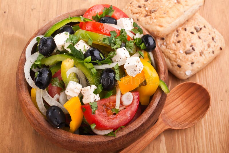 Close Up Healthy Greek Salad Stock Image - Image of mediterranean ...