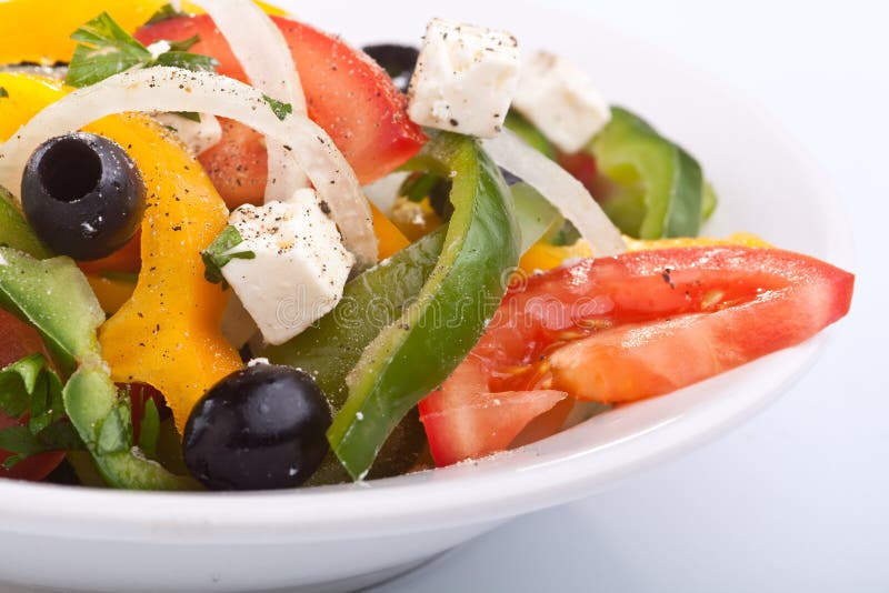 Close Up Healthy Greek Salad Stock Image - Image of olives, delicious ...