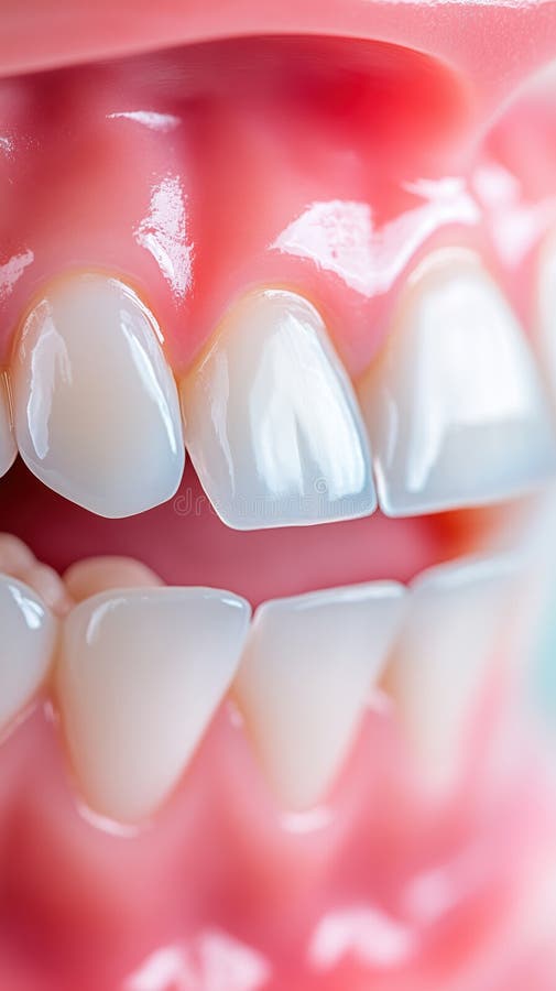 Close Up of Healthy Teeth and Gums with Clean and Glossy Appearance ...