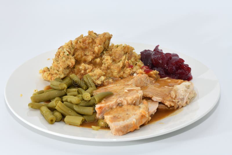 A Healthy Turkey Breast Dinner on a White Plate Stock Image - Image of ...