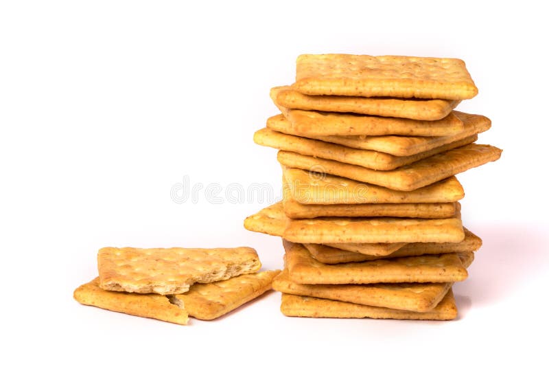 Close Up the Healthy Whole Wheat Cracker on White Background Stock ...