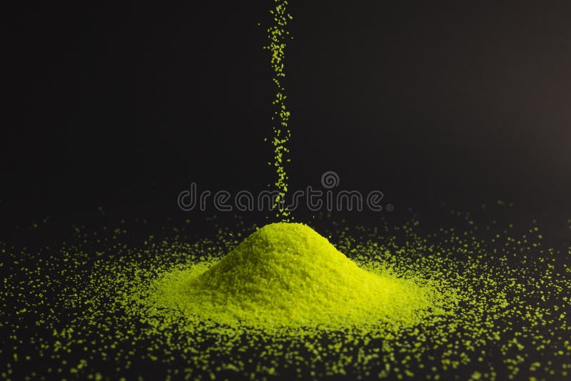 Close Up of Heap of Green Sand and Copy Space on Black Background Stock ...