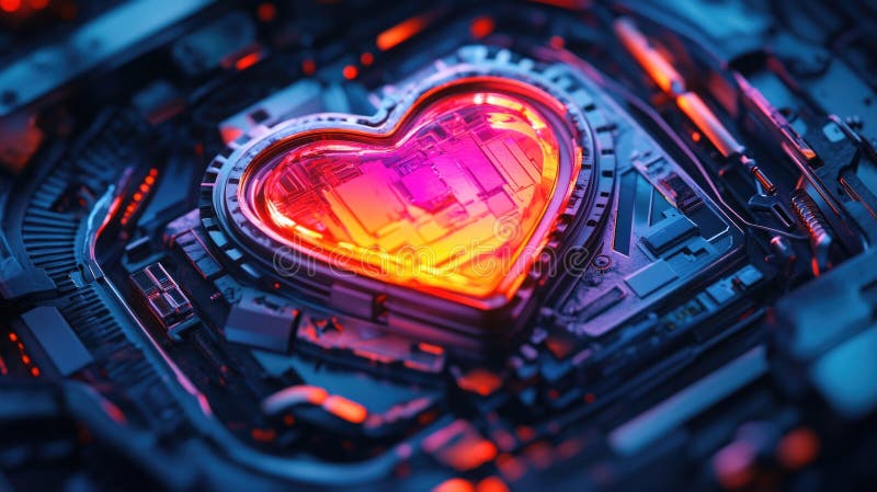 Computer Motherboard Heart stock photo. Image of software - 378466490