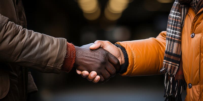 Close-up of a Heartfelt Handshake between Two People Showcasing a ...