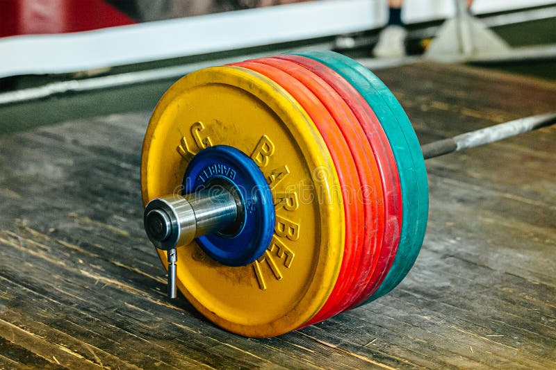 Close-up Heavy Barbell on Wooden Platform Stock Photo - Image of close ...