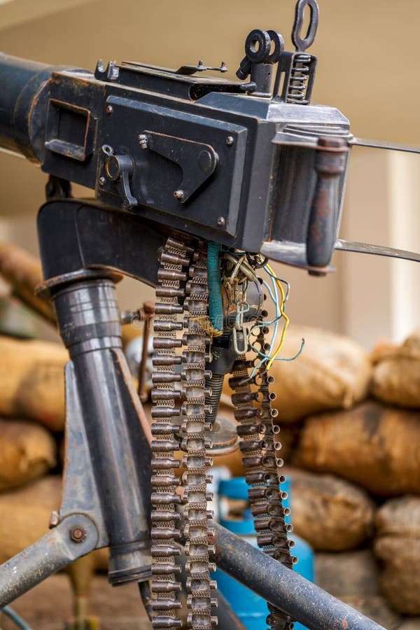 Close-up of Heavy Machine Gun Model in Military Summer Camp Stock Photo ...