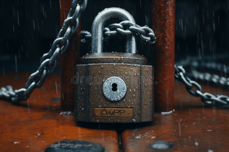 Close Up of a Heavy Padlock Securely Fastened on Robust Hinges for ...