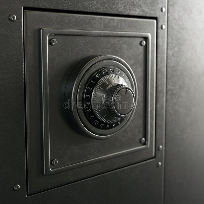Close-up of a Heavy Steel Safe with a Combination Lock. the Lock ...
