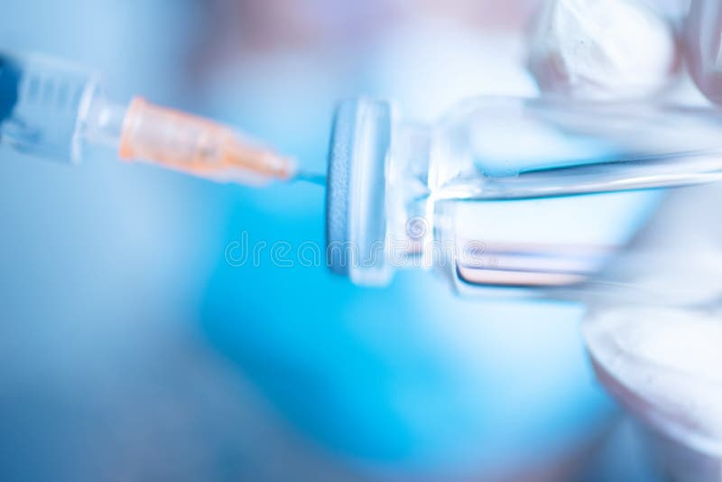 Close-up Held a Syringe and Potion Stock Photo - Image of sickness ...