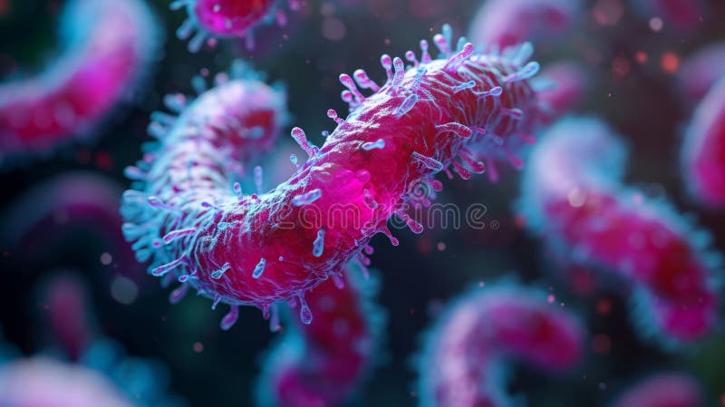 Close-up of Helicobacter Pylori Bacteria Under Microscope AI Generated ...