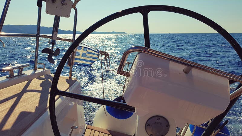 Helm on a sailboat stock photo. Image of shipping, ship - 6473718