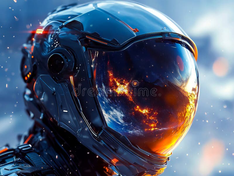 A Close Up of a Helmet on a Man in a Space Suit Stock Photo - Image of ...