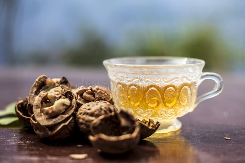 Close Up of Herbal Organic Tea of Wall Nut or Walnut Tea in a ...