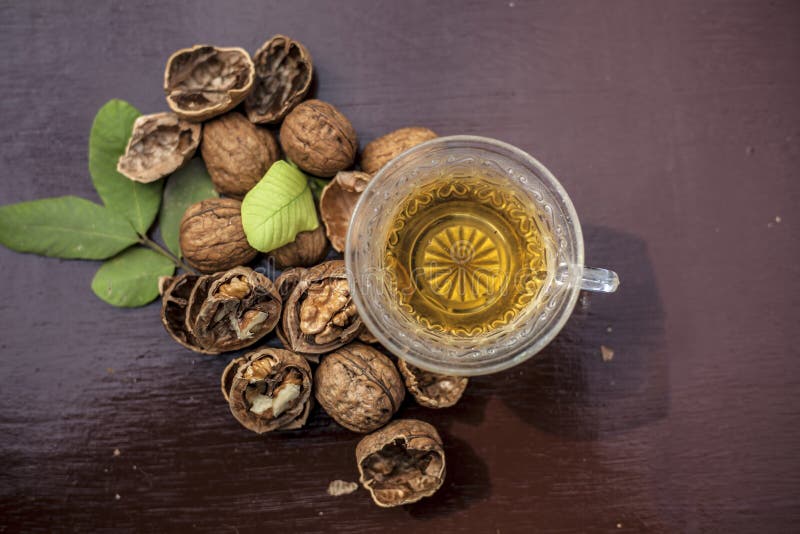 Close Up of Herbal Organic Tea of Wall Nut or Walnut Tea in a ...